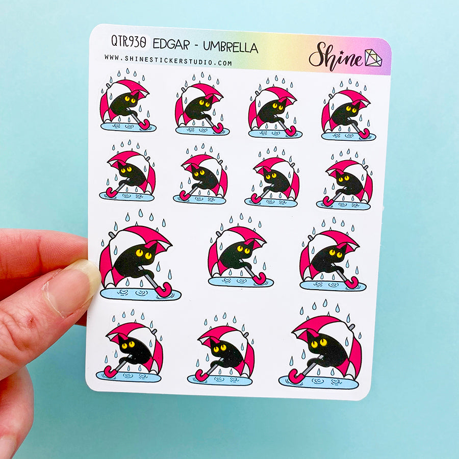 Edgar the Cat - Umbrella Planner Stickers – Shine Sticker Studio