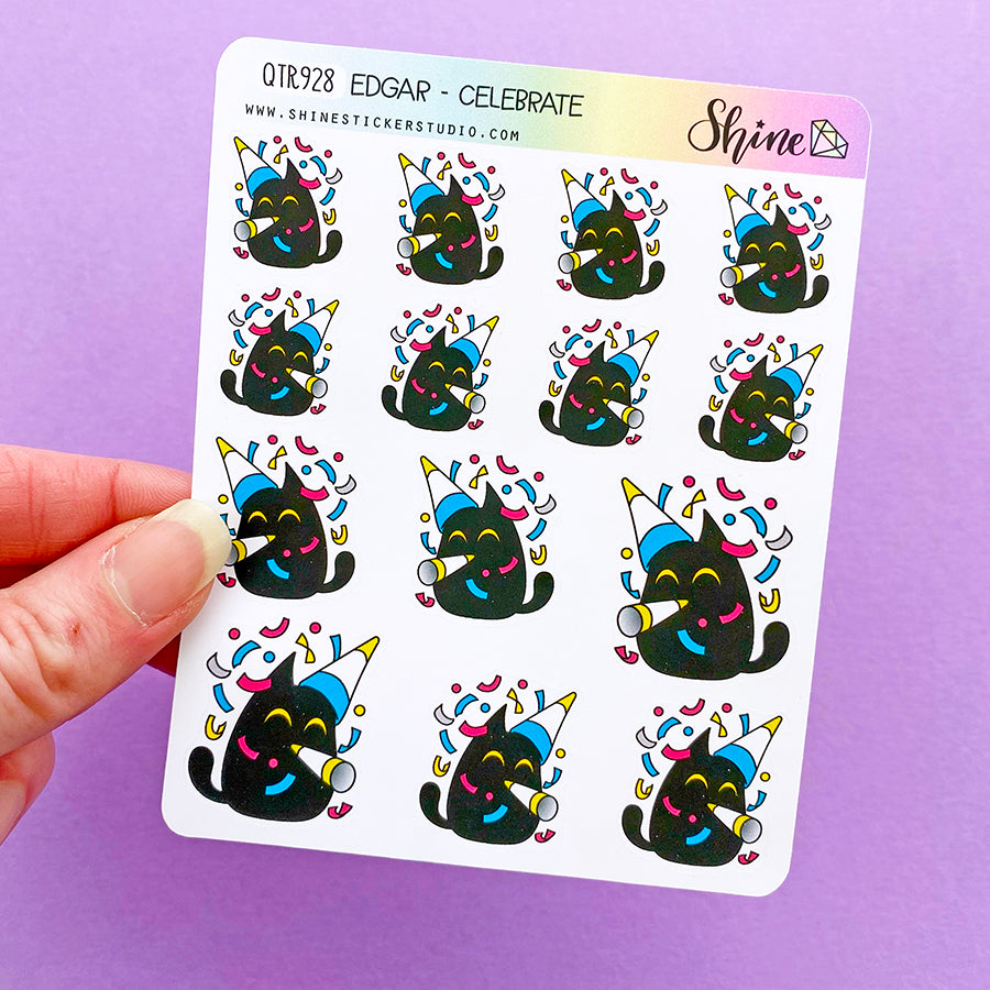 Edgar the Cat - Celebrate Planner Stickers – Shine Sticker Studio