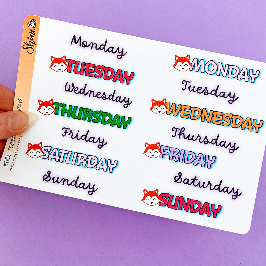 Feeling Foxy Weekday Stickers – Shine Sticker Studio