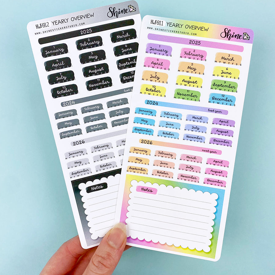 2025 Hobonichi Weeks Yearly Overview Sticker Kit – Shine Sticker Studio