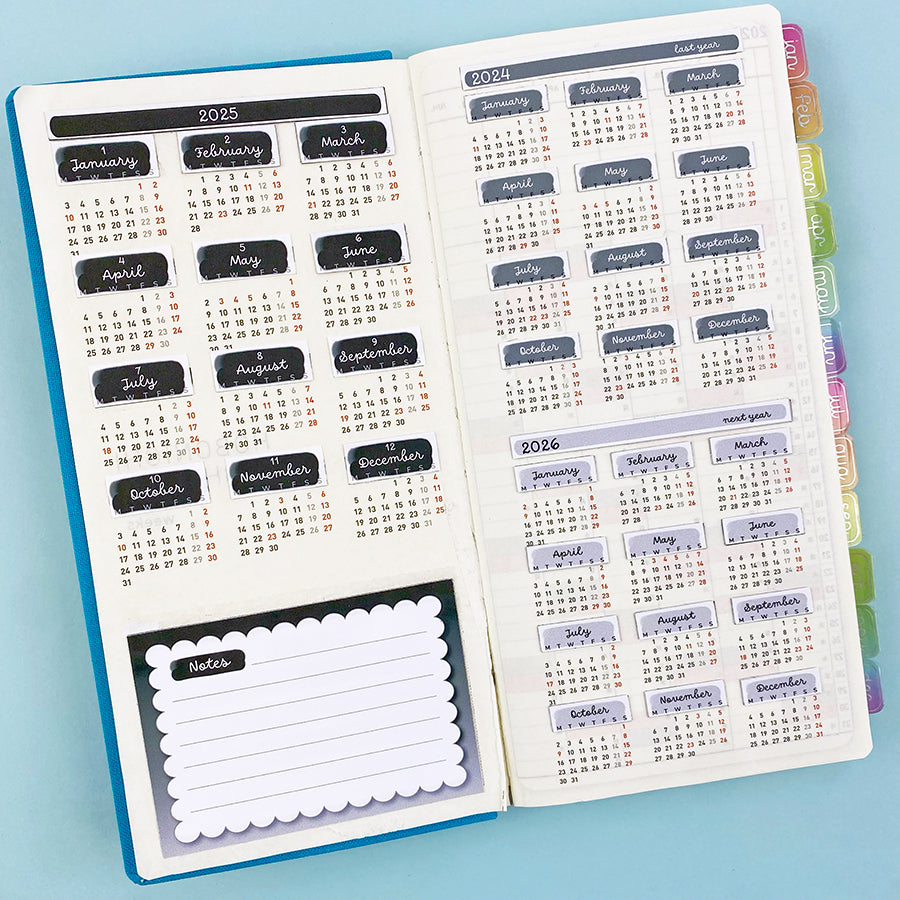 2025 Hobonichi Weeks Yearly Overview Sticker Kit – Shine Sticker Studio