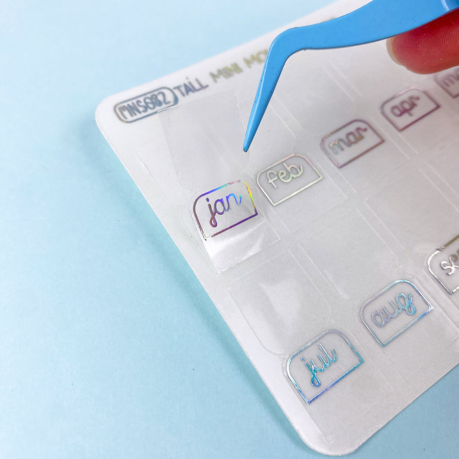 Clear FOIL Tall Mini Monthly Tabs Mini Sheet – Shine Sticker Studio