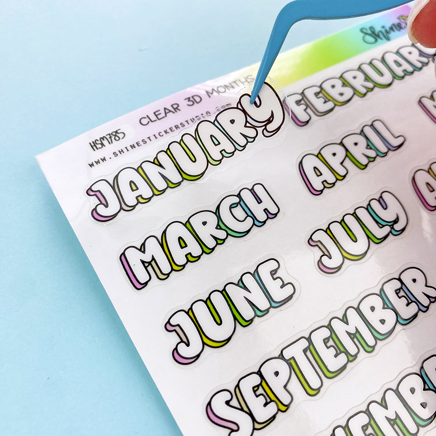 Clear 3D Months Planner Stickers – Shine Sticker Studio