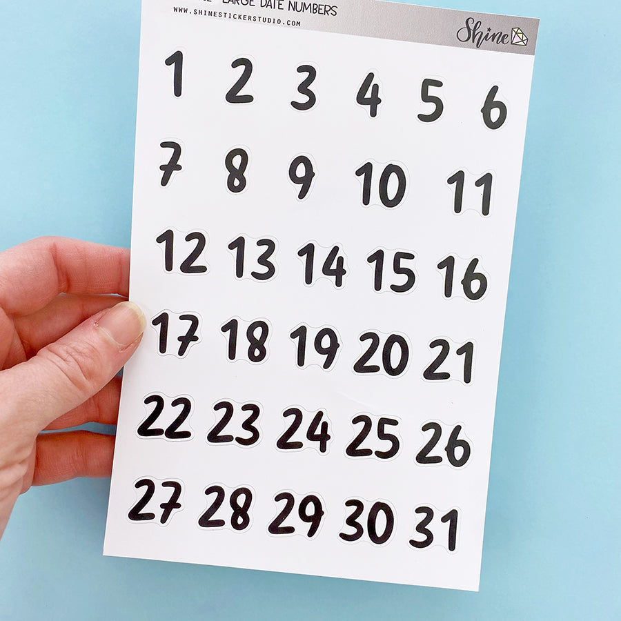 Large Clear Date Number Planner Stickers – Shine Sticker Studio