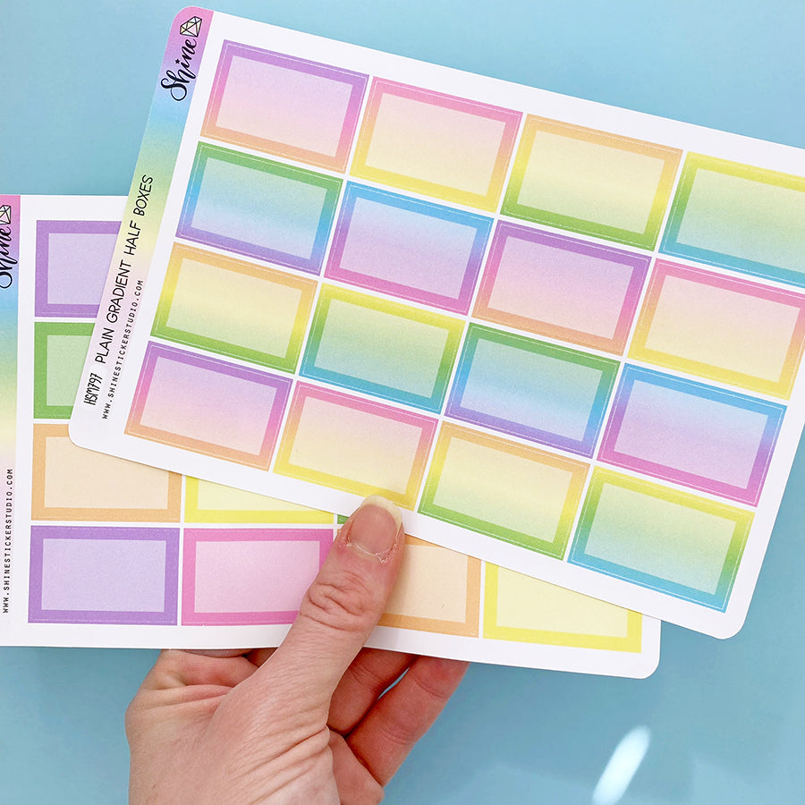 Plain Colorful or Gradient Standard Vertical Half Boxes Planner Sticke ...