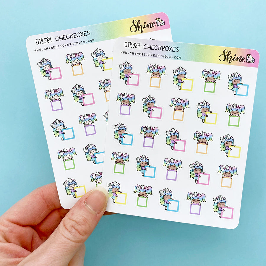 Luna Checkbox Planner Stickers – Shine Sticker Studio