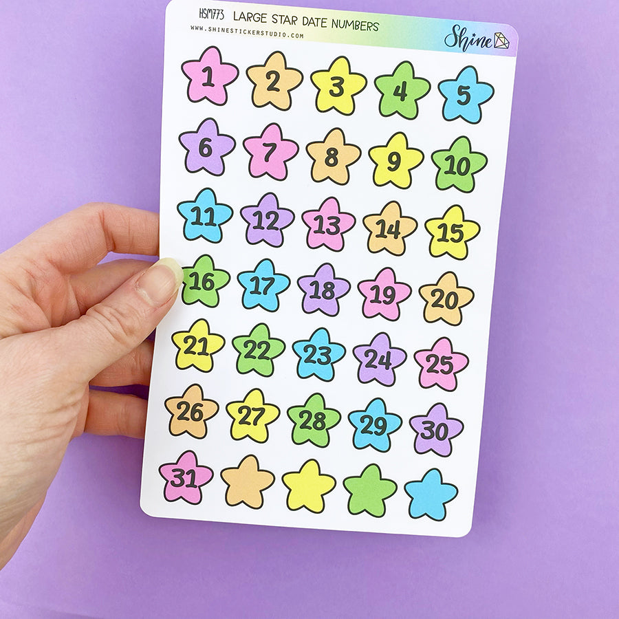 Large Star Date Number Stickers – Shine Sticker Studio