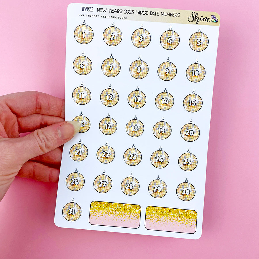 New Year's Large Date Number Stickers – Shine Sticker Studio