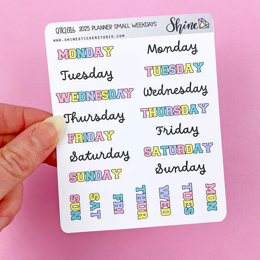 2025 Planner Small Weekday Planner Stickers – Shine Sticker Studio