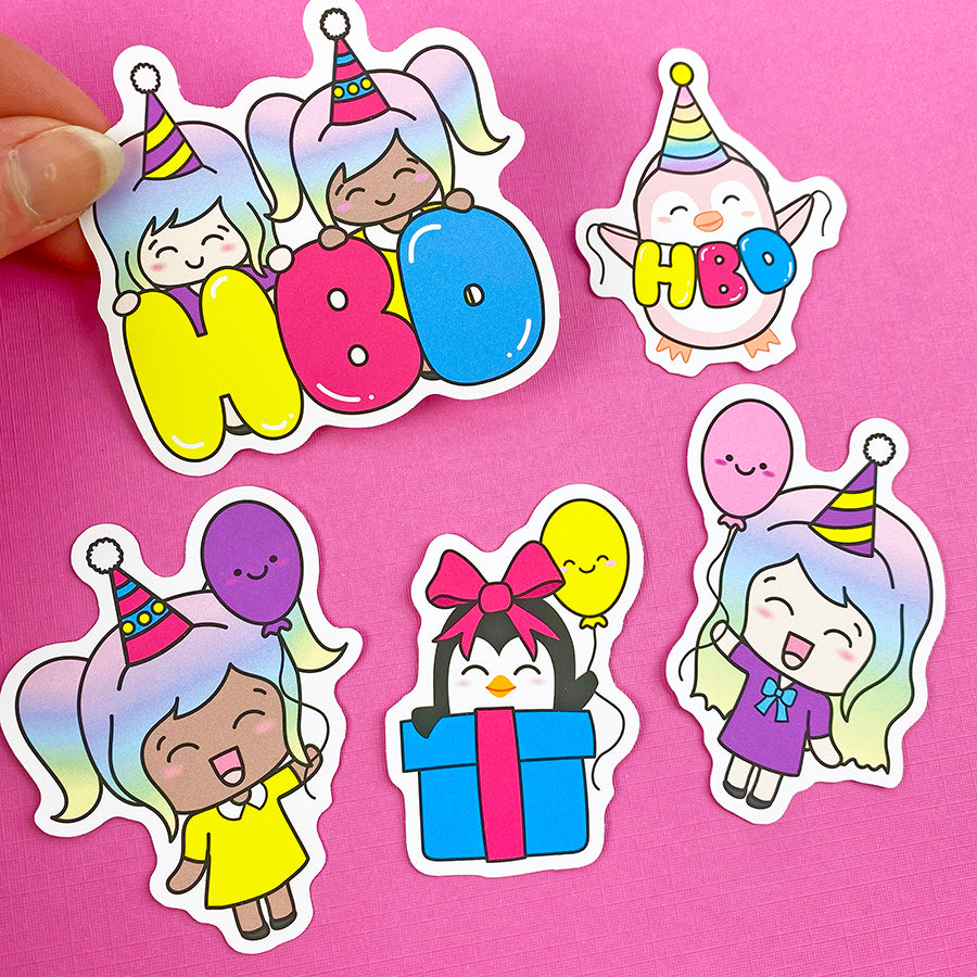 LIMITED TIME ONLY - Birthday Characters Die Cut Sticker Pack - 5 Die C ...