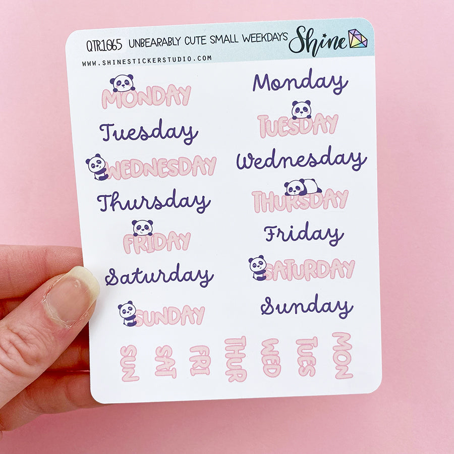 Unbearably Cute Weekday Planner Stickers – Shine Sticker Studio
