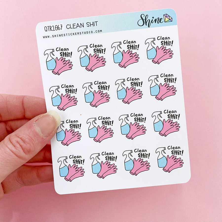 Clean Shit Decorative Planner Stickers – Shine Sticker Studio