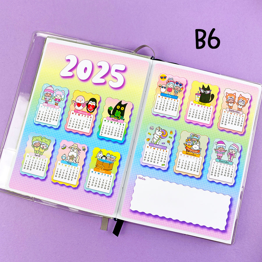 CLEARANCE MONDAY START 2025 Monthly Calendar Double Page Jumbo Sticker ...
