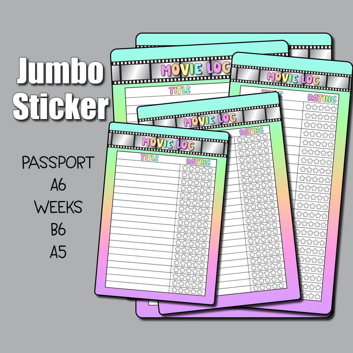 Movie Log Jumbo Sticker – Shine Sticker Studio