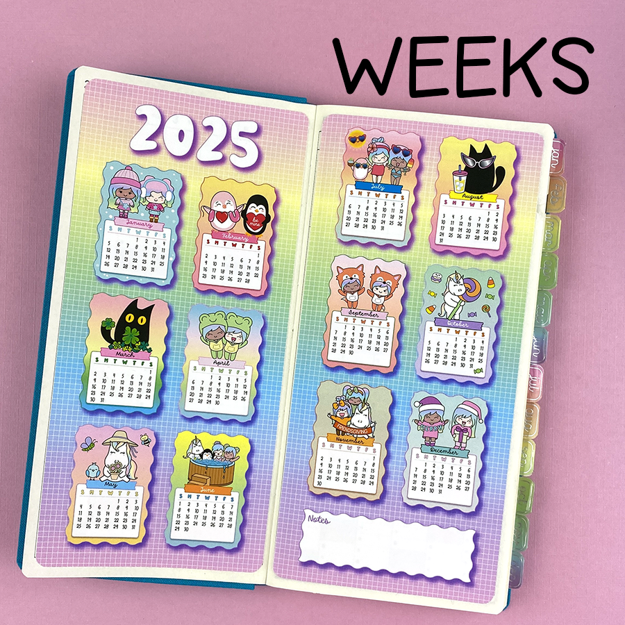 CLEARANCE 2025 Monthly Calendar Double Page Jumbo Sticker Set – Shine ...