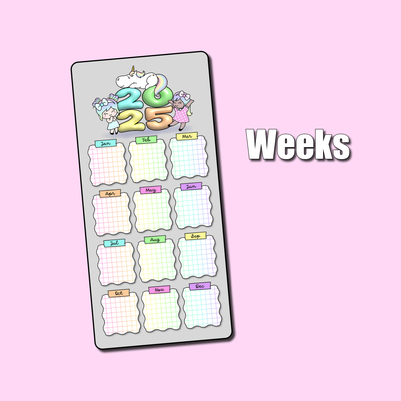 CLEARANCE 2025 Monthly Goals Jumbo Sticker – Shine Sticker Studio