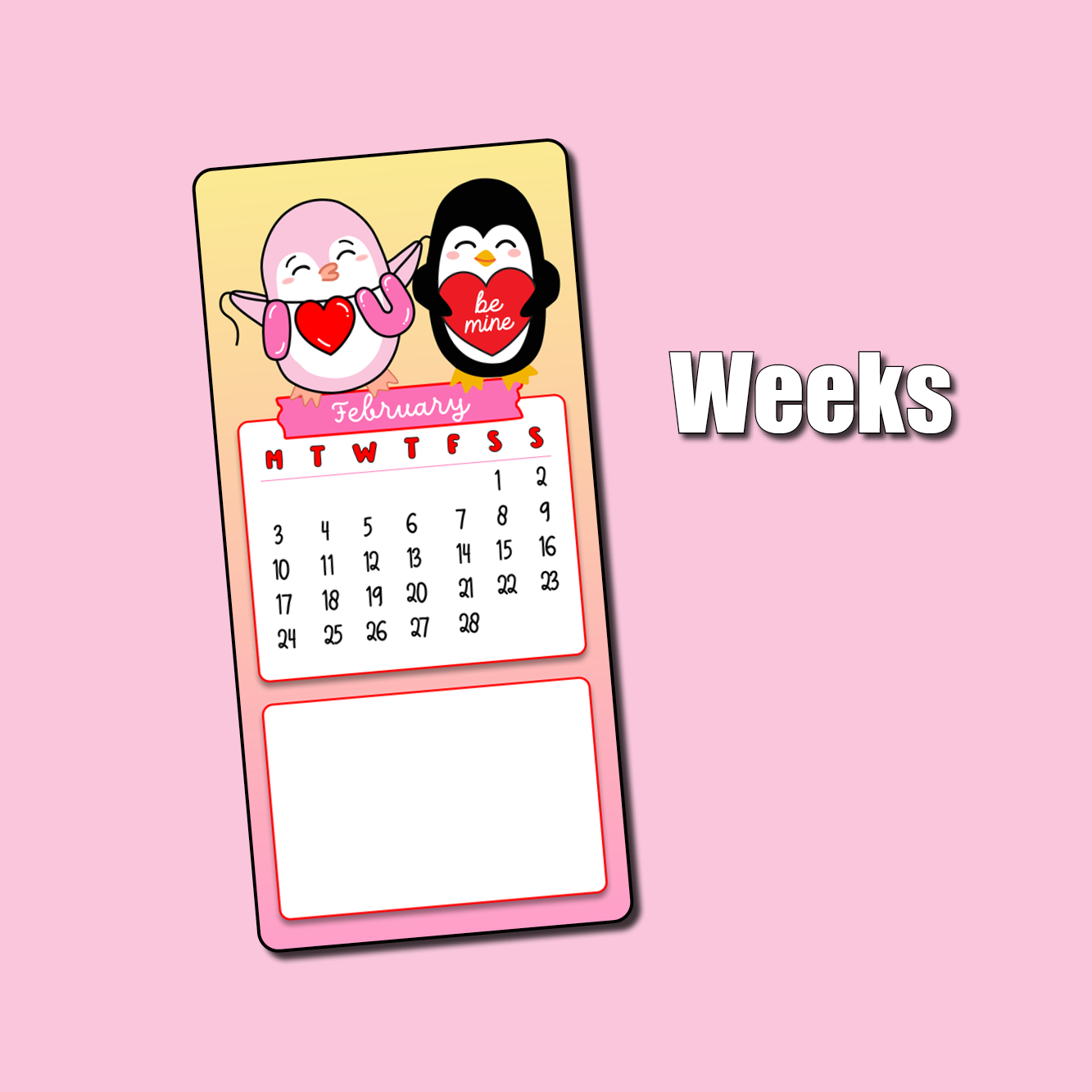CLEARANCE 2025 February Calendar Jumbo Sticker - Monday Start – Shine ...
