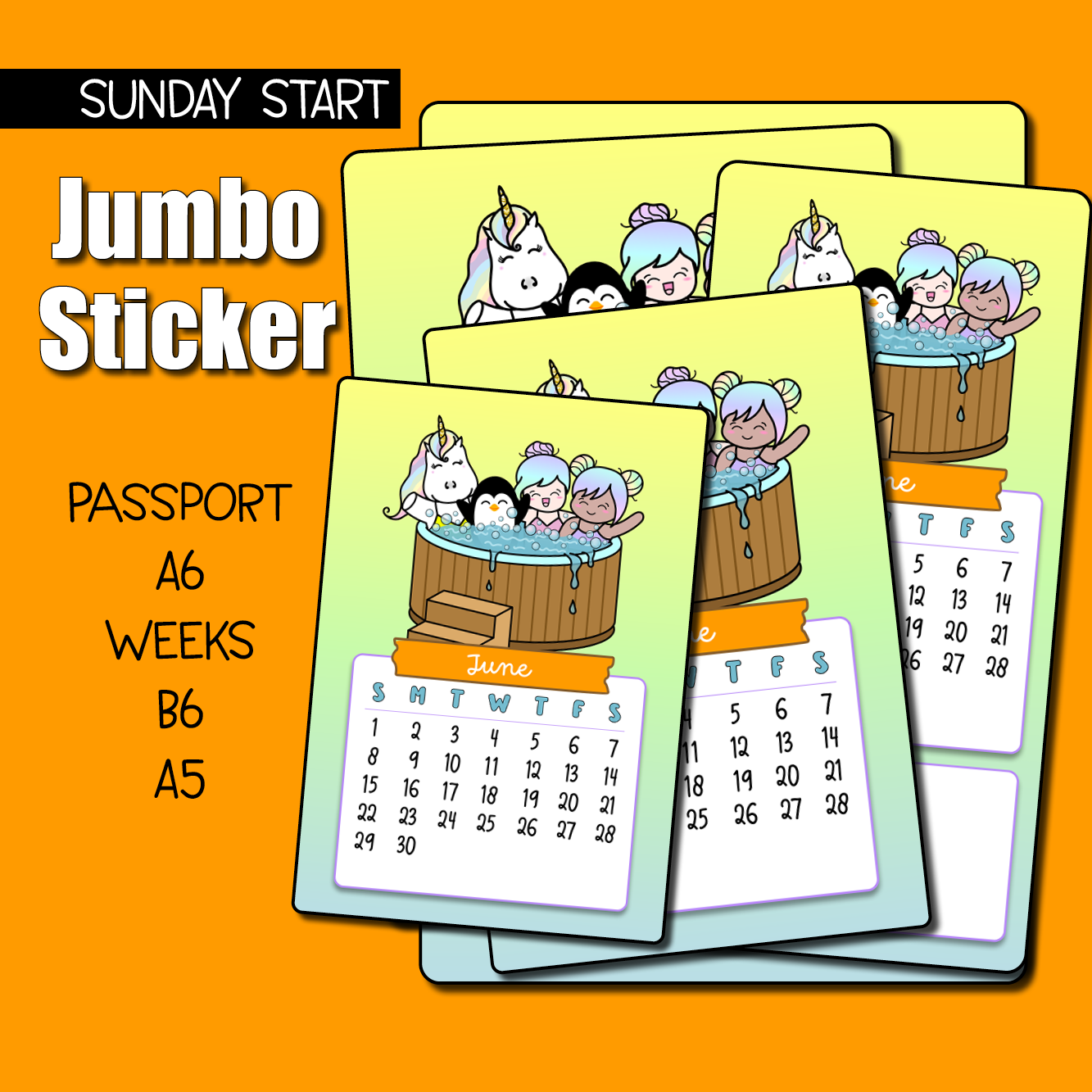 CLEARANCE 2025 June Calendar Jumbo Sticker - Sunday Start – Shine ...