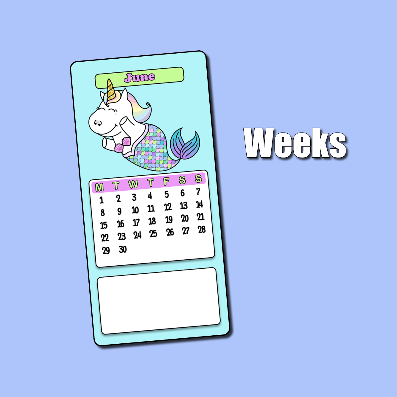 2026 June Calendar Jumbo Sticker - Monday Start – Shine Sticker Studio