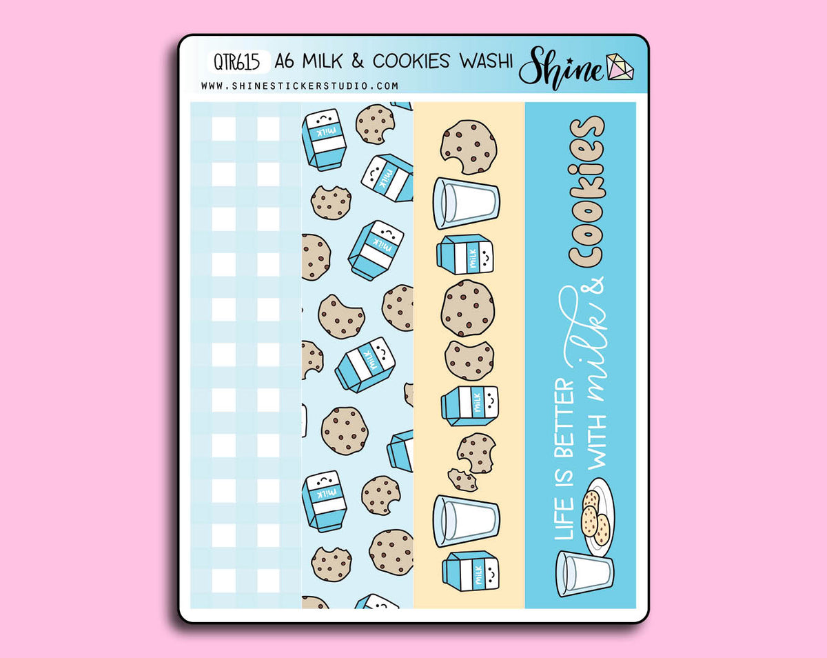 A6 Milk & Cookies Washi Strip Stickers – Shine Sticker Studio