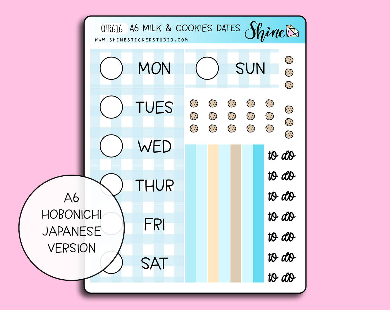 A6 Milk & Cookies Hobonichi Date Cover Stickers – Shine Sticker Studio