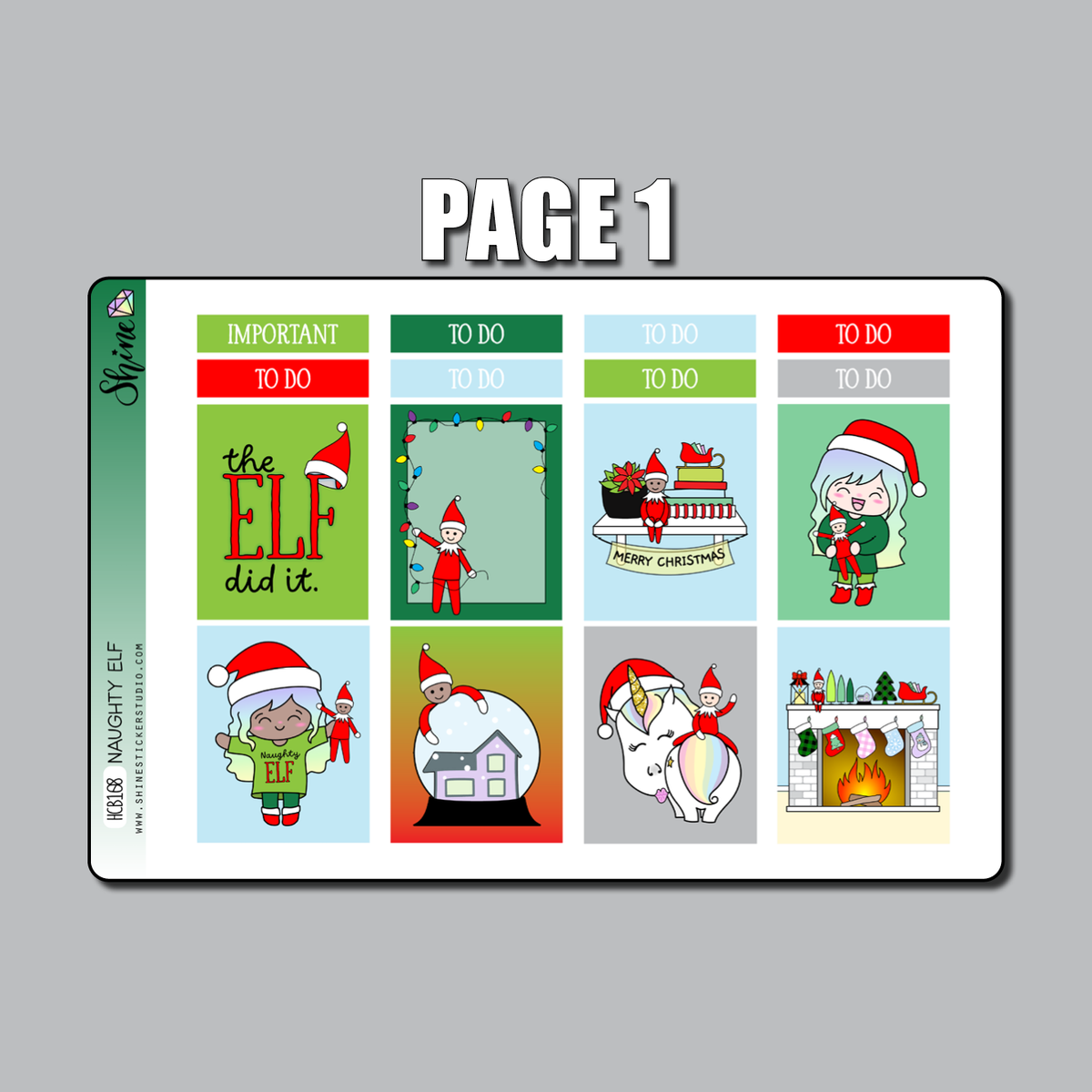 Naughty Elf Hobonichi Cousin Sticker Kit – Shine Sticker Studio