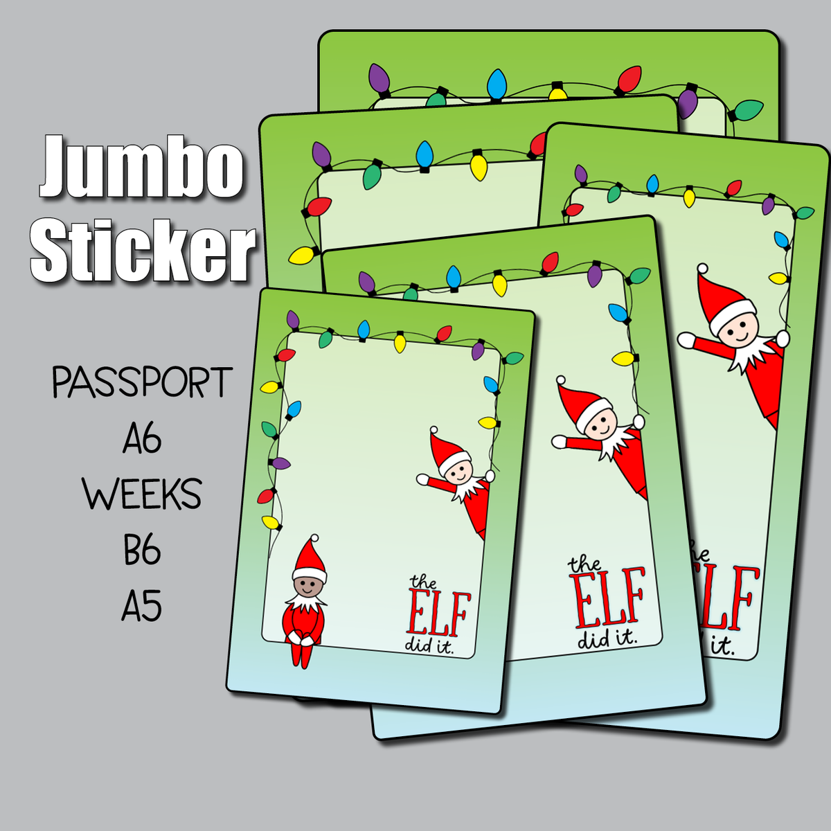 Naughty Elf Jumbo Sticker – Shine Sticker Studio
