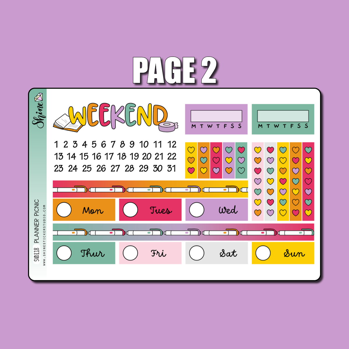 Planner Picnic Vertical Weekly Planner Sticker Kit – Shine Sticker Studio