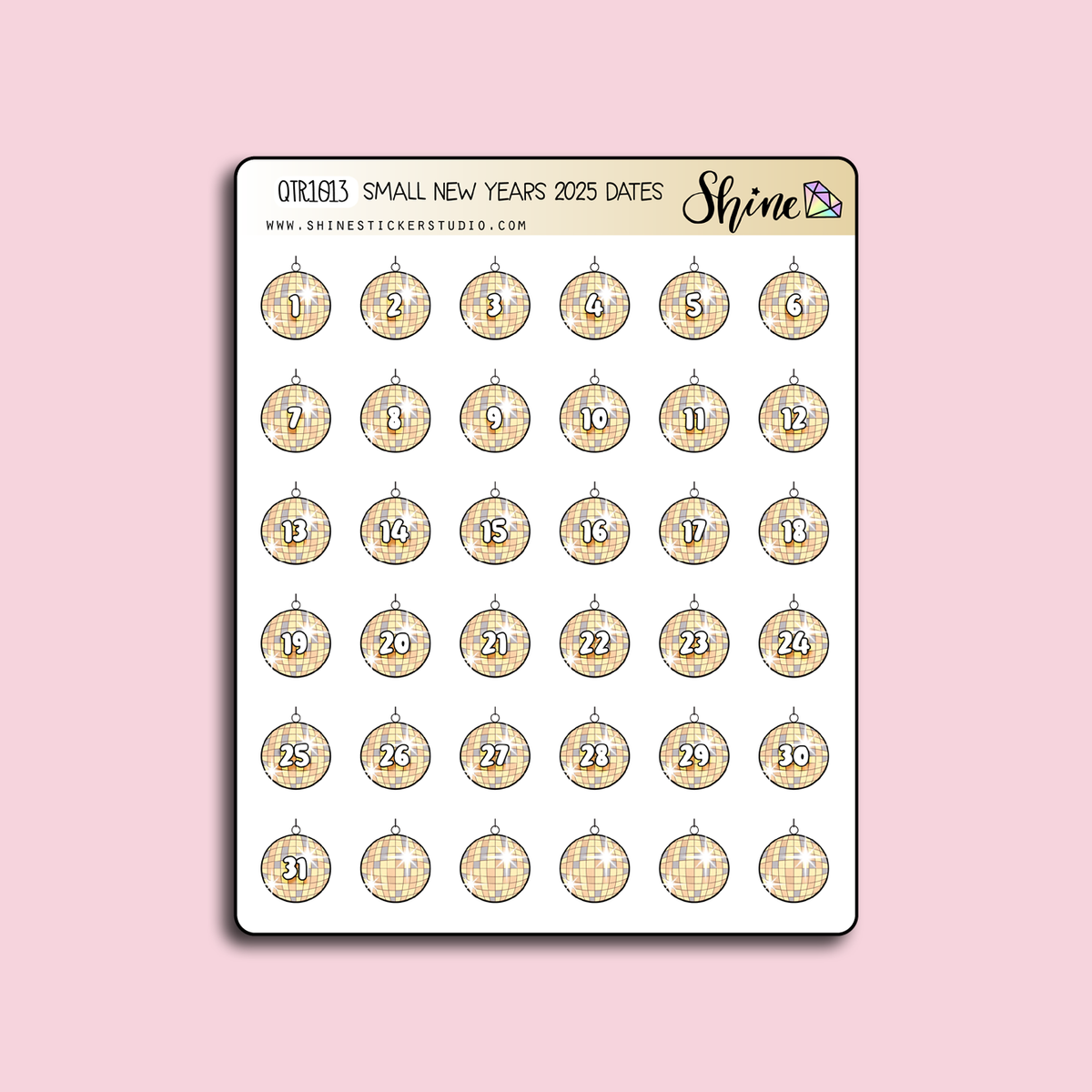New Year's Small Date Number Planner Stickers – Shine Sticker Studio