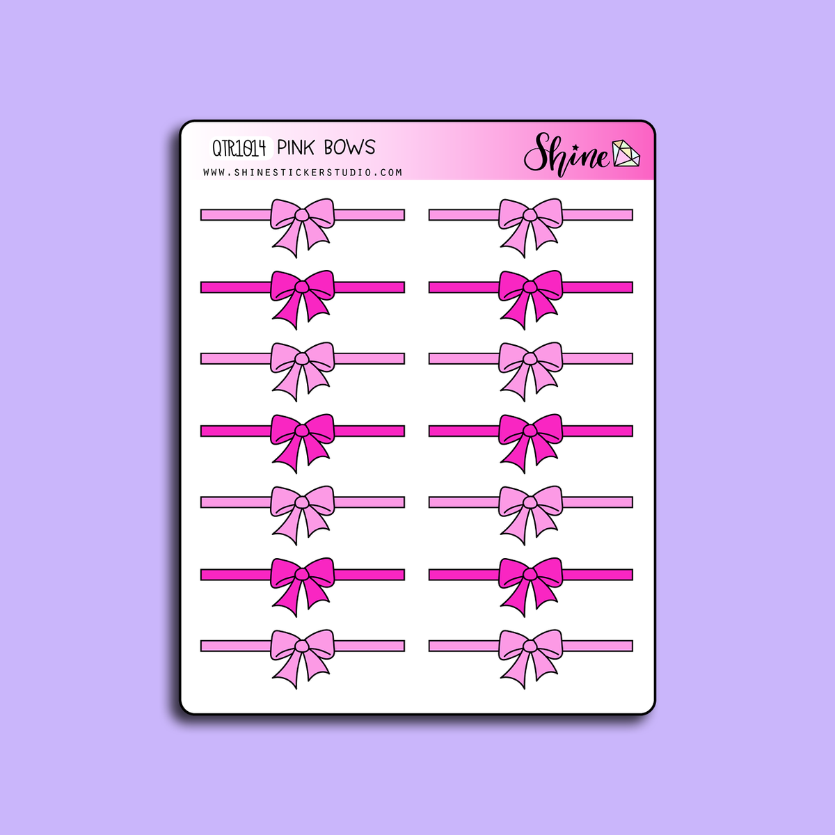 Pink Bow Header Stickers – Shine Sticker Studio