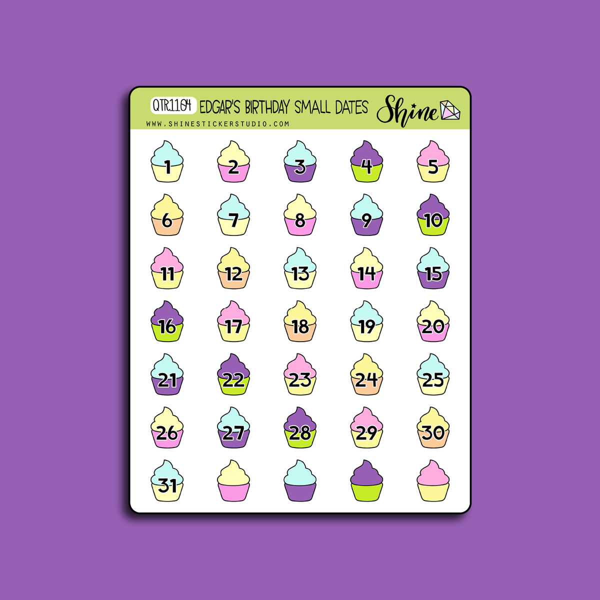Edgar's Birthday Small Dates Planner Stickers – Shine Sticker Studio