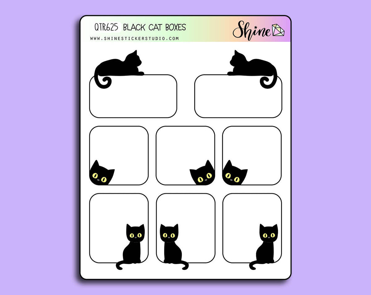 Cute Black Cat Box Stickers – Shine Sticker Studio