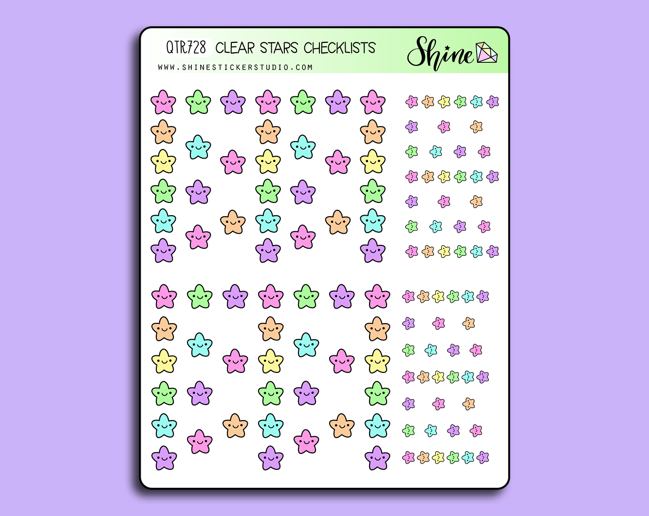 Clear Kawaii Stars Checklist Stickers – Shine Sticker Studio
