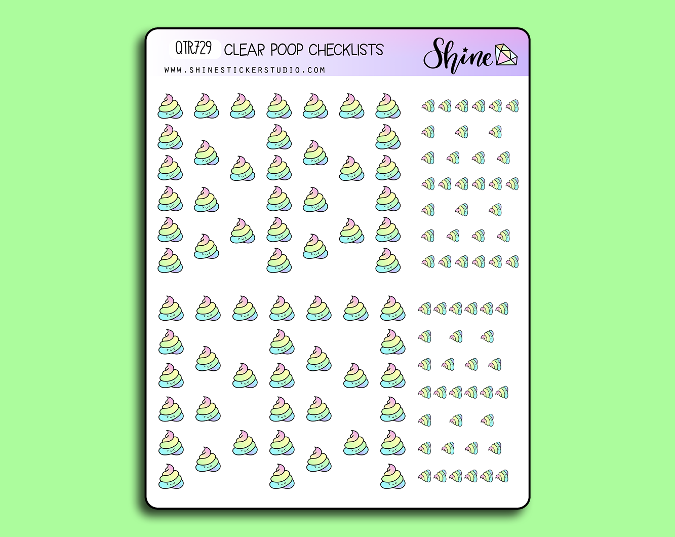 Clear Kawaii Poop Checklist Stickers