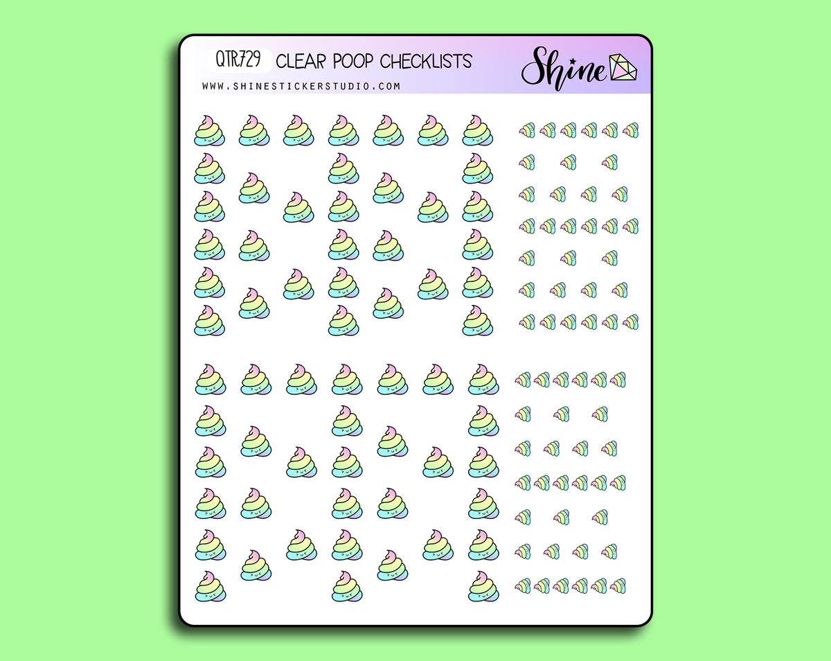Clear Kawaii Poop Checklist Stickers – Shine Sticker Studio