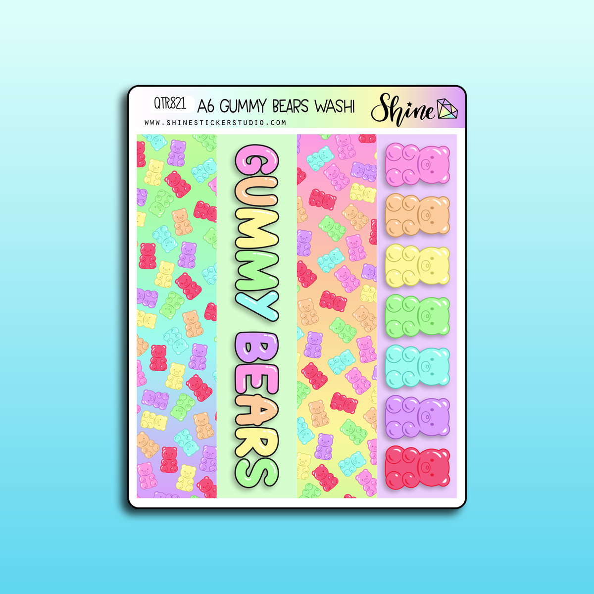 Gummy Bears A6 Washi Strip Stickers – Shine Sticker Studio