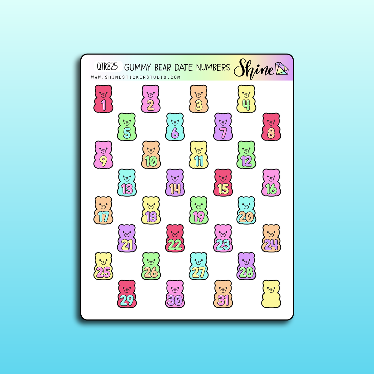 Gummy Bears Date Number Stickers – Shine Sticker Studio