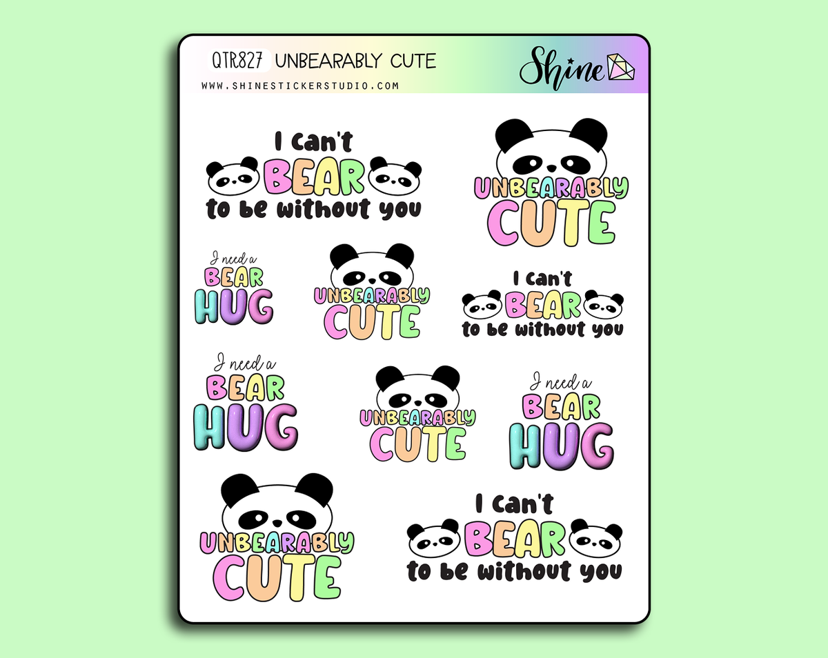 "Unbearably Cute" Decorative Stickers – Shine Sticker Studio