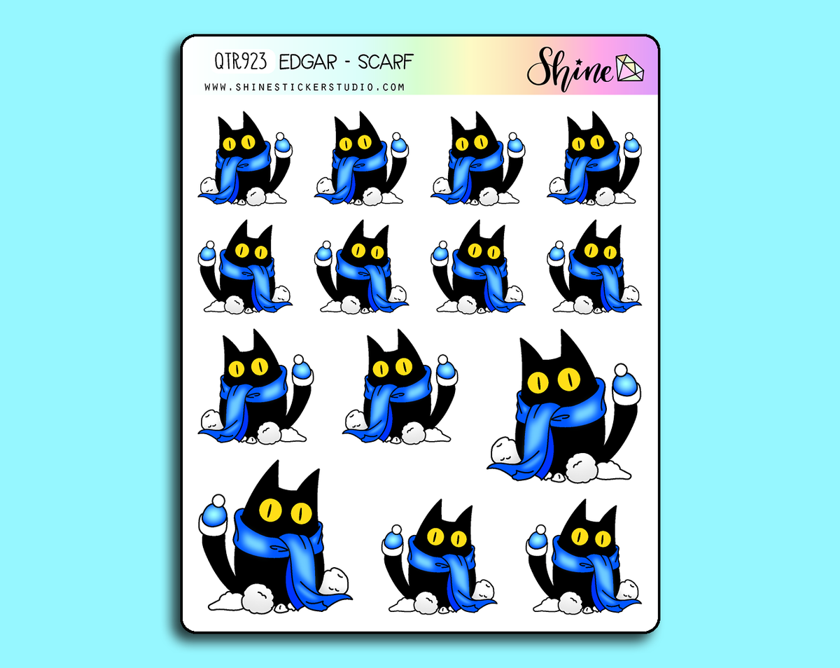 Edgar the Cat - Scarf Planner Stickers – Shine Sticker Studio