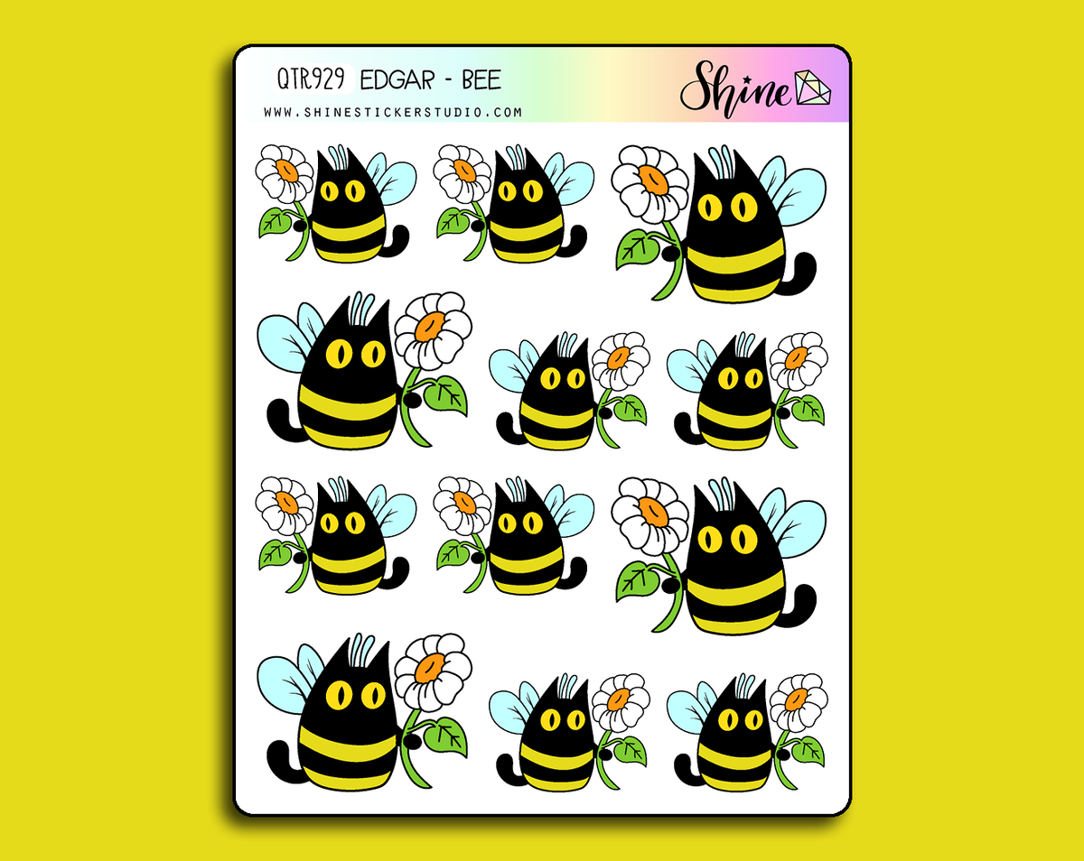 Edgar the Cat - Bee Planner Stickers – Shine Sticker Studio