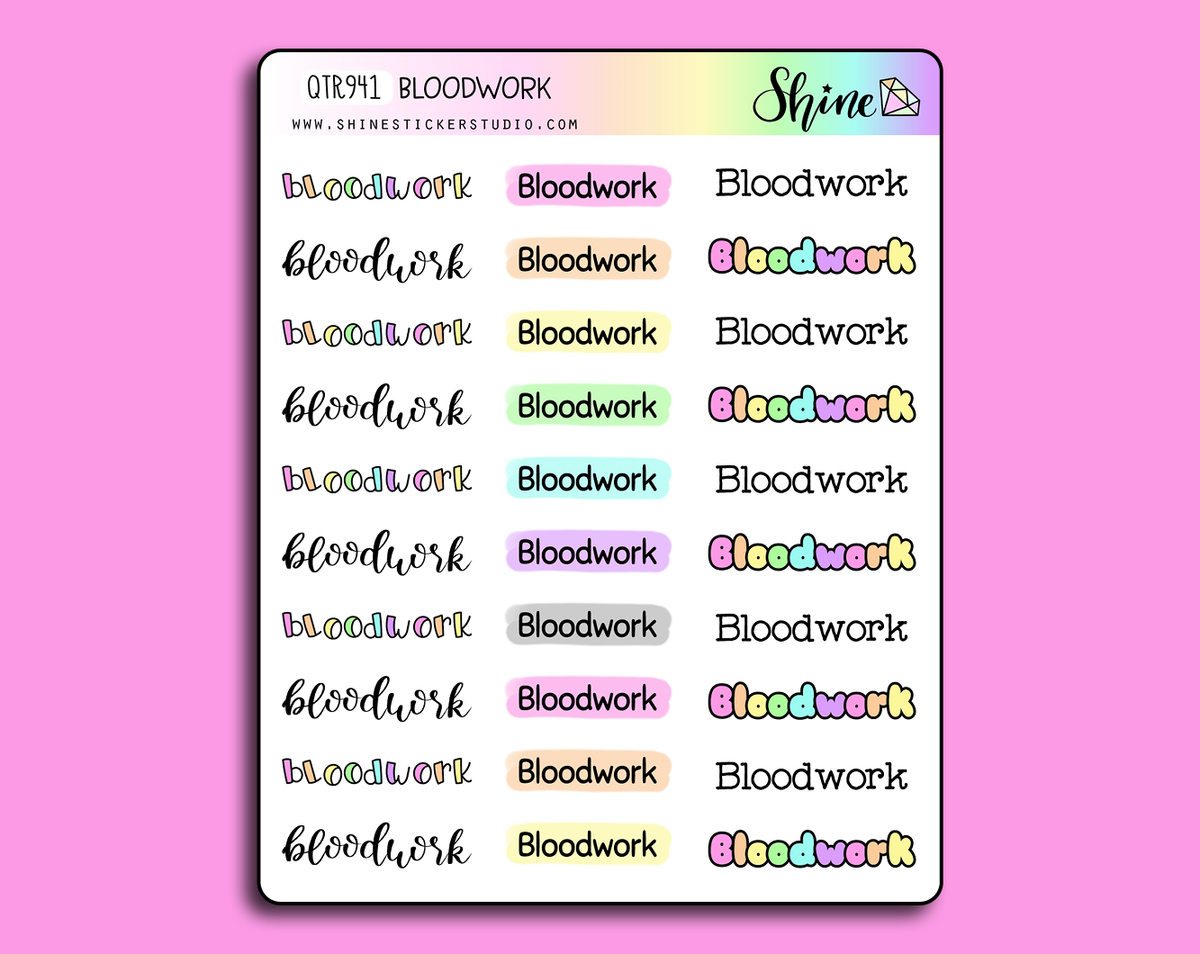 Bloodwork Decorative Planner Stickers – Shine Sticker Studio