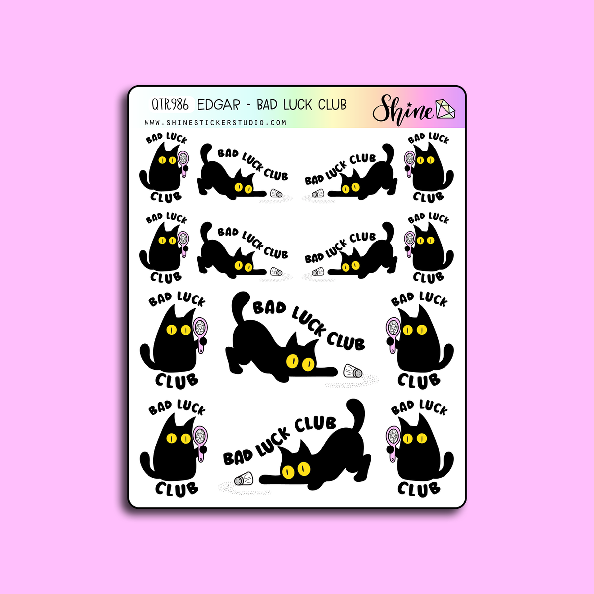 Edgar - Bad Luck Club Deco Stickers – Shine Sticker Studio