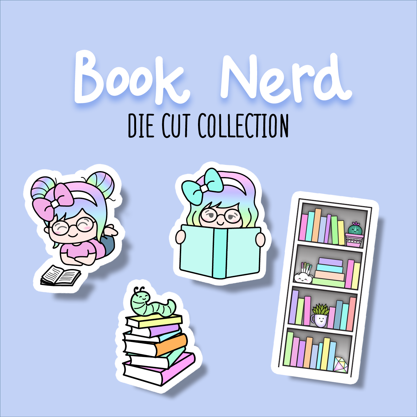 Book Nerd Sticker DIE CUT Collection – Shine Sticker Studio