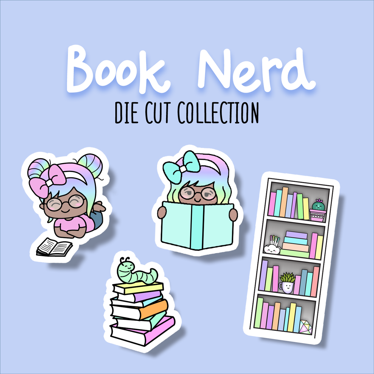 Book Nerd Sticker DIE CUT Collection – Shine Sticker Studio