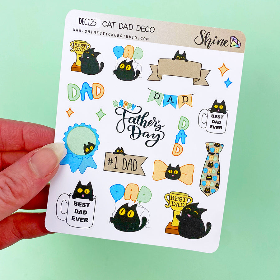 Cat Dad Deco Stickers – Shine Sticker Studio