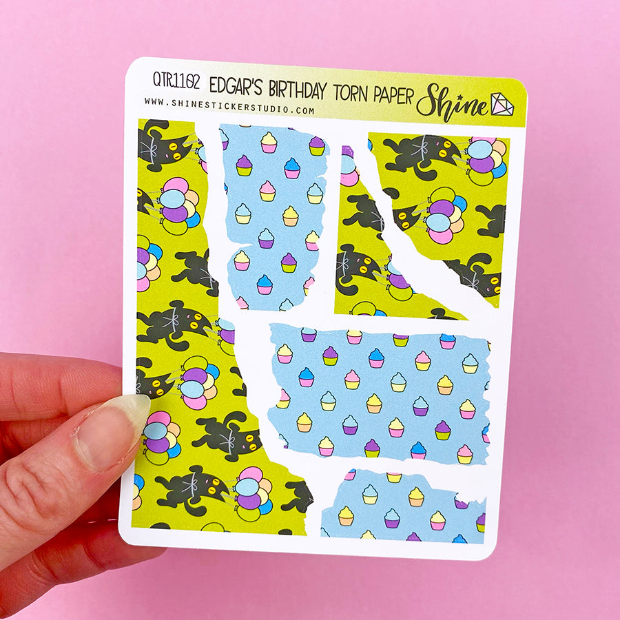 Edgar's Birthday Torn Paper Stickers – Shine Sticker Studio