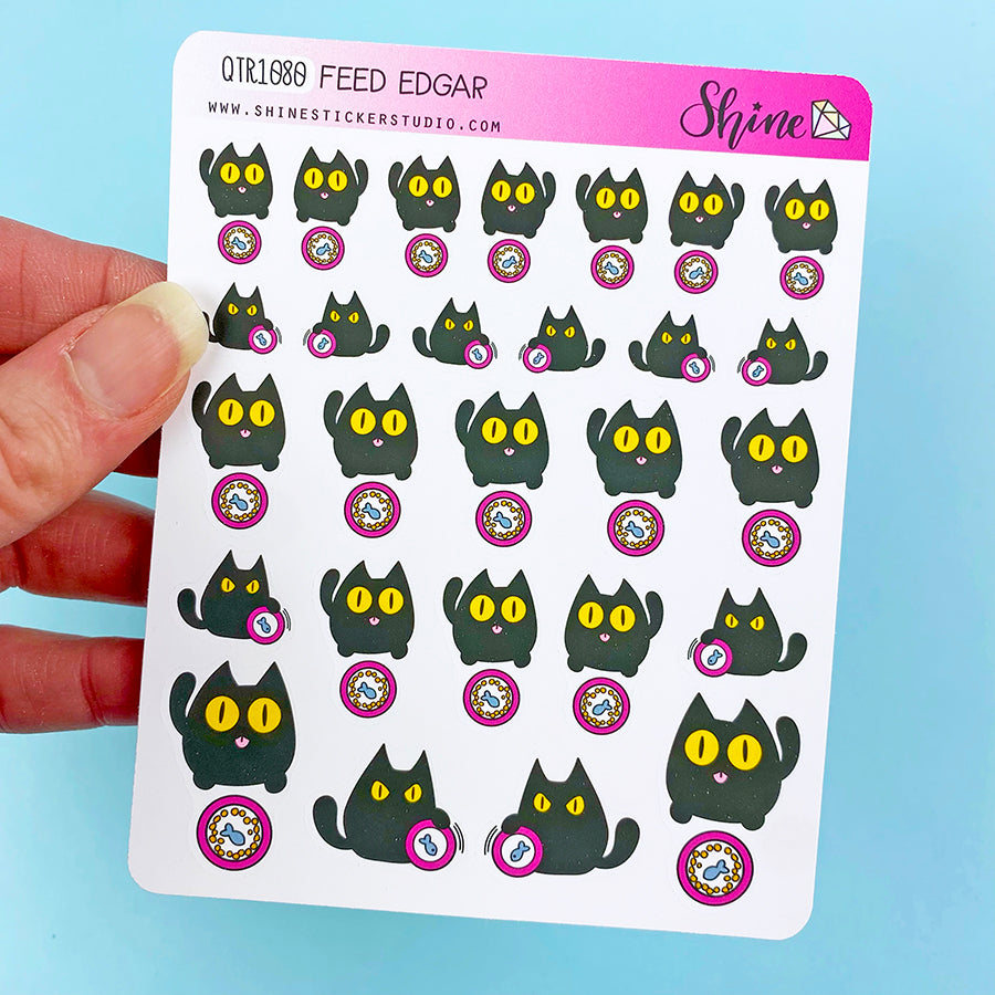 Edgar the Cat - Feed Edgar Stickers – Shine Sticker Studio