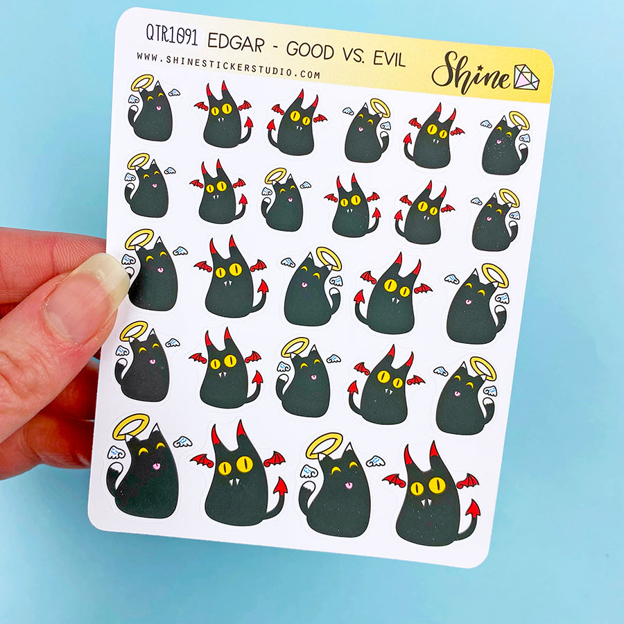Edgar the Cat - Good vs. Evil Planner Stickers – Shine Sticker Studio