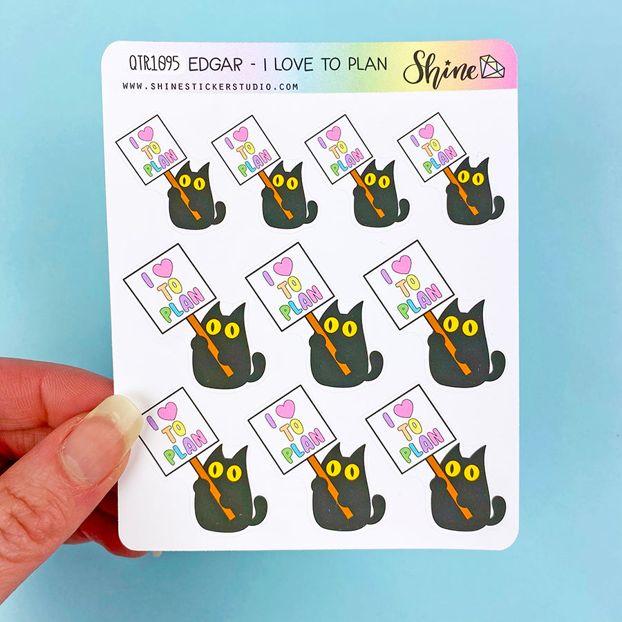Edgar the Cat - I Love to Plan Planner Stickers – Shine Sticker Studio