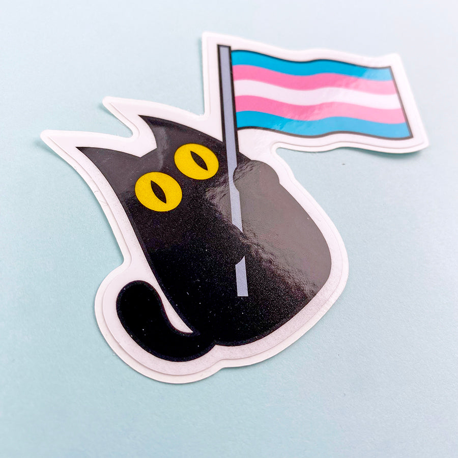Edgar with Trans Flag Laminated Die Cut Vinyl Decal – Shine Sticker Studio